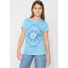 bonprix Kinder bonprix T-Shirt &raquo;T-Shirt aus reiner Baumwolle&laquo; Regular Fit, Kurzarm-Design, aus Baumwolle, Casual Stil blau 164/170