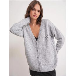 MixRay Strickjacke Damen Gr&ouml;&szlig;e S/L graumeliert