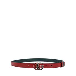 Gucci G&uuml;rtel - Narrow Red Leather Belt With Double-G Buckle - Gr. 95 - in Rot - f&uuml;r Damen