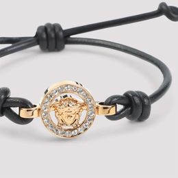 Versace Armband - Black Lamb Leather Bracelet - Gr. ONE SIZE - in Mehrfarbig - f&uuml;r Damen