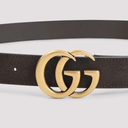 Gucci G&uuml;rtel - Brown Suede Calfskin Belt - Gr. 95 - in Grau - f&uuml;r Damen