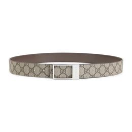 Gucci G&uuml;rtel - Nude Patterned Monogram Belt With Polished Silver - Gr. 95 - in Beige - f&uuml;r Damen