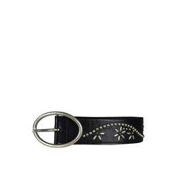 SAINT LAURENT G&uuml;rtel - Floral-Studded Leather Belt With Silver-Plated Buc - Gr. 95 - in Schwarz - f&uuml;r Damen