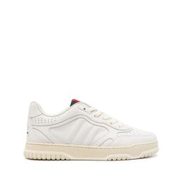Gucci Low-Top Sneaker - Re-Web Leather Sneakers With Signature Web Detaili - Gr. 7_5 - in Wei&szlig; - f&uuml;r Damen