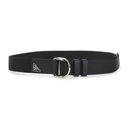 Prada G&uuml;rtel - Wide Strap Black Belt With Double D-Ring Buckle - Gr. 100 - in Schwarz - f&uuml;r Damen