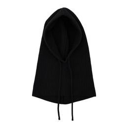 Prada Caps & M&uuml;tzen - Ribbed Knit Hood With Iconic Triangle Logo - Gr. ONE SIZE - in Schwarz - f&uuml;r Damen