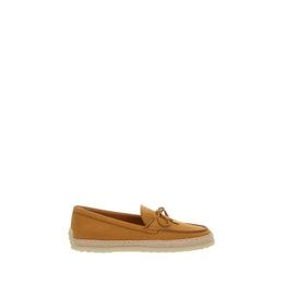 Tod's Leather And Raffia Loafer - Gr. 38,5 (EU) - in Braun