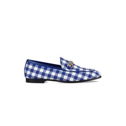 Gucci Gingham Fabric Loafers With Gold-Tone Accent - Gr. 35 (EU) - in Blau