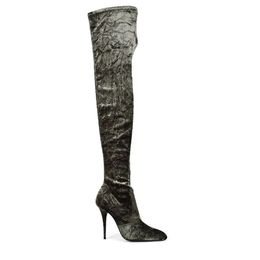 SAINT LAURENT Stiefel - Talia Thigh-High - Gr. 38,5 (EU) - in Grau - f&uuml;r Damen