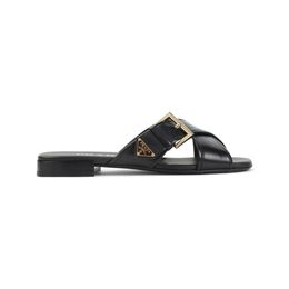 Prada Sandalen - Black Leather Sandals With Crisscross Straps - Gr. 38,5 (EU) - in Schwarz - f&uuml;r Damen