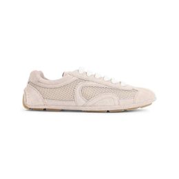 Prada Low-Top Sneaker - Low-Profile Suede And Mesh Sneakers - Gr. 37 (EU) - in Beige - f&uuml;r Damen