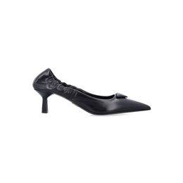 Prada Hohe Schuhe - Black Leather Pumps With Tapered Silhouette And Ge - Gr. 37,5 (EU) - in Schwarz - f&uuml;r Damen