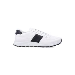 Prada Low-Top Sneaker - Technical Fabric Sneakers With Contrasting Leather - Gr. 10 - in Wei&szlig; - f&uuml;r Damen