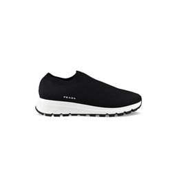 Prada Low-Top Sneaker - Black Mesh Slip-On Sneakers With Embossed Logo - Gr. 44 (EU) - in Schwarz - f&uuml;r Damen