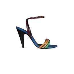 SAINT LAURENT Sandalen - Multi-Colored Liya Sandals With Crossed Front Stra - Gr. 37 (EU) - in Schwarz - f&uuml;r Damen