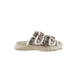 Christian Dior Loafer - Beige Canvas Sandals With White Shearling - Gr. 43 (EU) - in Rosa - f&uuml;r Damen