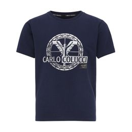 Carlo Colucci T-Shirt 'Canazza' Jungen Gr&ouml;&szlig;e 110/116 navy / silber