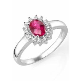 Firetti Ring Damen Gr&ouml;&szlig;e 54 dunkelpink / silber / wei&szlig;