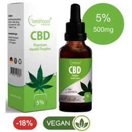 Redfood CBD &Ouml;L 5 % Vollspektrum Hanf &Ouml;l 10ml (500mg)