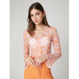 florence by mills Exclusive For About You Shirt 'Foggy' Damen Gr&ouml;&szlig;e M orange / wei&szlig;