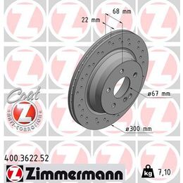 Zimmermann Bremsscheibe SPORT COAT Z 400.3622.52 hinten rechts links Gelocht 300mm f&uuml;r MERCEDES-BENZ (BBDC) A2114230912 2114230912 A000423091207