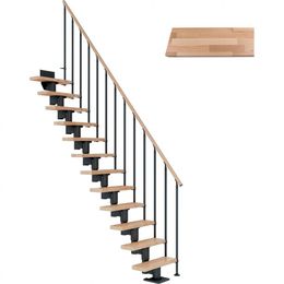 Dolle Mittelholmtreppe Dublin, inkl. einseitigem Gel&auml;nder, Einzelstab (anthrazit), 278 cm - 337 cm,65 cm,Buche,Geradelaufend