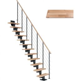Dolle Mittelholmtreppe Dublin, inkl. einseitigem Gel&auml;nder, Edelstahl (anthrazit), 278 cm - 337 cm,75 cm,Buche,Geradelaufend