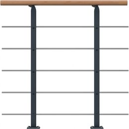 Dolle Br&uuml;stungsgel&auml;nder f&uuml;r Mittelholmtreppe Frankfurt, Hamburg, Berlin, Sydney - Erweiterungs Set, Anthrazit, Handlauf Eiche, wei&szlig;