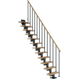 Dolle Mittelholmtreppe Dublin, inkl. einseitigem Gel&auml;nder, Einzelstab (anthrazit), 222 cm - 270 cm,65 cm,Eiche,Geradelaufend