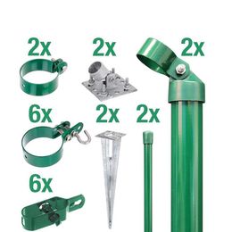 Alberts Zaunanschluss-Set f&uuml;r Wellengittertore an Maschendrahtzaun gr&uuml;n, 100 cm, 60 mm,Aufschrauben,zweiseitige Verbindung