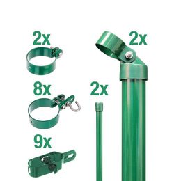 Alberts Zaunanschluss-Set f&uuml;r Wellengittertore an Maschendrahtzaun gr&uuml;n, 200 cm, 60 mm,Einbetonieren,zweiseitige Verbindung