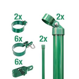 Alberts Zaunanschluss-Set f&uuml;r Wellengittertore an Maschendrahtzaun gr&uuml;n, 175 cm, 60 mm,Einbetonieren,zweiseitige Verbindung