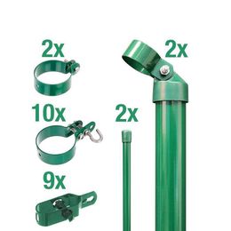 Alberts Zaunanschluss-Set f&uuml;r Wellengittertore an Maschendrahtzaun gr&uuml;n, 200 cm, 76 mm,Einbetonieren,zweiseitige Verbindung