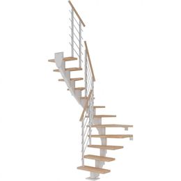 Dolle Mittelholmtreppe Frankfurt, inkl. einseitigem Designgel&auml;nder, Design (wei&szlig;), 1/2 gewendelt,240 cm - 279 cm,75 cm,Buche, ge&ouml;lt
