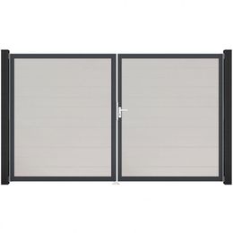 GroJa Doppeltor BasicLine schmal PVC-Steckzaun Wei&szlig; , DIN Rechts, Anthrazit DB 703