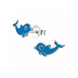 schmuck23 Ohrringe 925 Silber Delfin in Blau | Gr.: onesize
