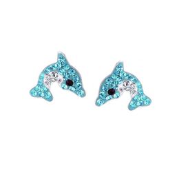 schmuck23 Kinder Ohrringe 925 Silber Delfin in Blau | Gr.: onesize