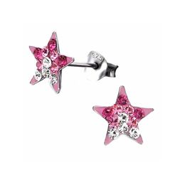 schmuck23 Ohrringe 925 Silber Stern in Pink | Gr.: onesize