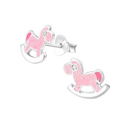schmuck23 Ohrringe 925 Silber Schaukelpferd in Rosa | Gr.: onesize