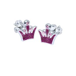 schmuck23 Ohrringe 925 Silber Krone in Pink | Gr.: onesize