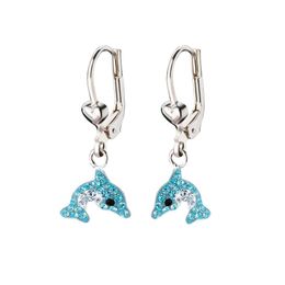 schmuck23 Ohrringe 925 Silber Delfin in Blau | Gr.: onesize