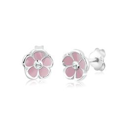 Elli Ohrringe 925 Sterling Silber Blume in Rosa | Gr.: onesize