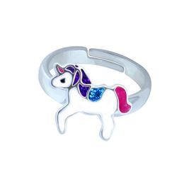 schmuck23 Ring 925 Silber Einhorn in Bunt | Gr.: onesize
