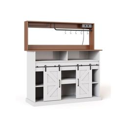 ABRIHOME Sideboard in Landhausstil mit Schiebet&uuml;ren 120x40 cm und Steckdosen | Gr.: onesize