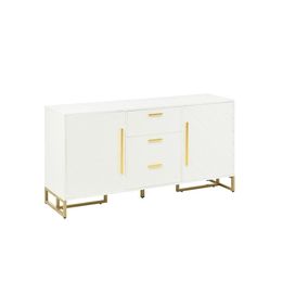ABRIHOME Sideboard in Wei&szlig; im Fischgr&auml;ten Design mit 2 T&uuml;ren 3 Schubladen | Gr.: onesize