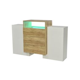 ABRIHOME LED Sideboard in Hochglanzwei&szlig; mit RGB Beleuchtung 140x30 cm und Holzoptik | Gr.: onesize