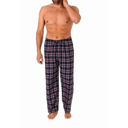 Normann Flanell Schlafanzug Pyjama Hose lang kariert Baumwolle - 70773 in marine | Gr.: 50
