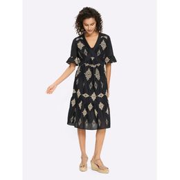 Heine Kleid in schwarz-beige-bedruckt | Gr.: 42