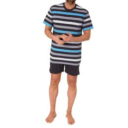 Normann Schlafanzug kurzarm Shorty Pyjama Streifen - 78245 in dunkelgrau | Gr.: 50