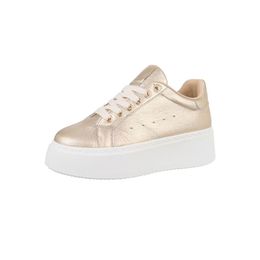 Ital-Design Freizeitschuh in Gold und Wei&szlig; | Gr.: 40